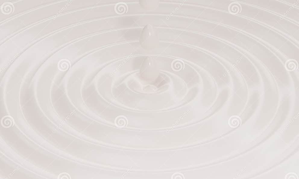 Cream Drop Creating Ripples on a White Surface. 3d Rendering Stock ...