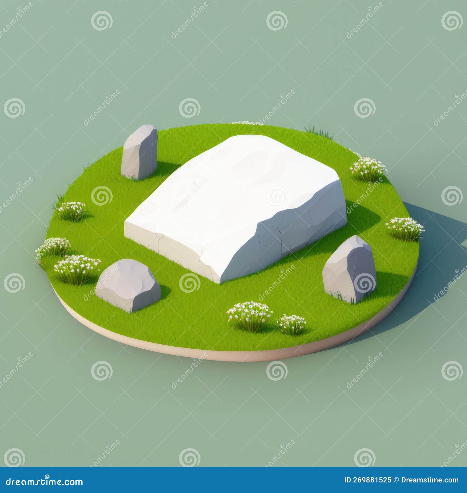 Smooth, Cube-shaped Rock with a Glossy Finish, Isometric Low Poly View ...