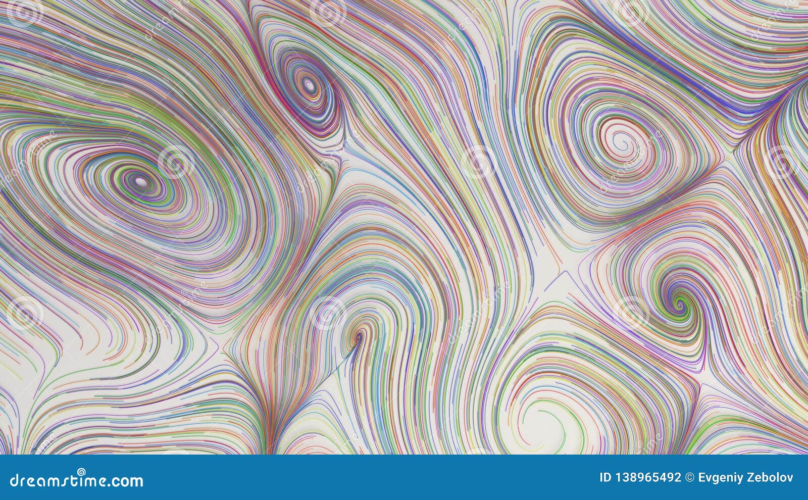 Smooth Curles from Colorful Strings on White Background Stock ...