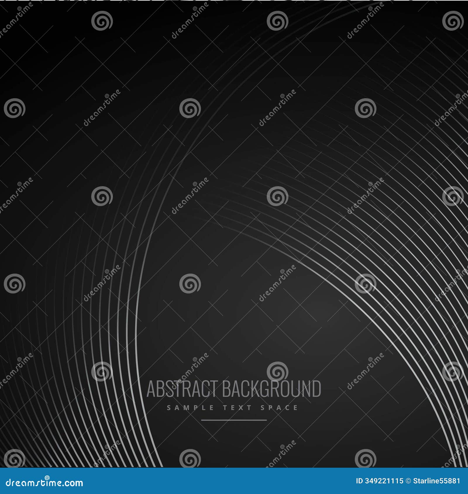 Smooth Curve Lines in Dark Black Background Stock Vector - Illustration ...