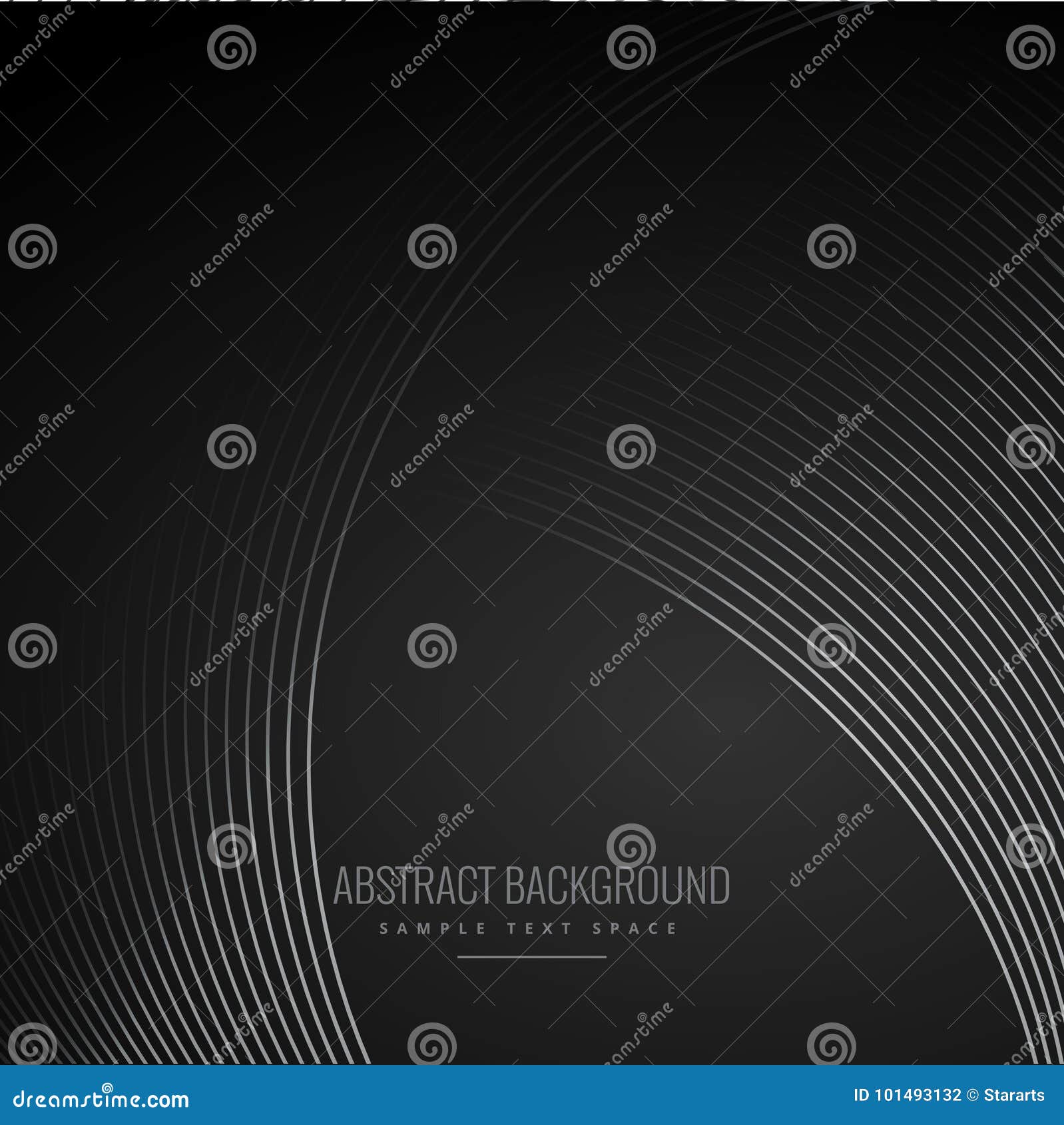 Smooth Curve Lines in Dark Black Background Stock Vector - Illustration ...