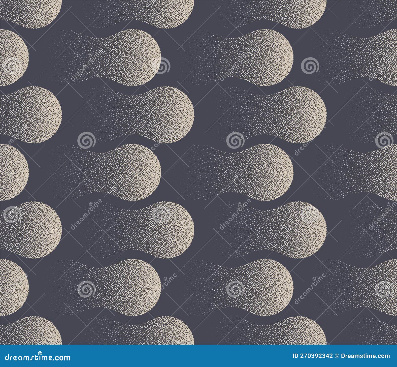 Smooth Curved Rounded Forms Seamless Pattern Vector Dot Work Abstract ...
