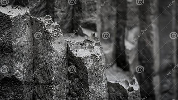 The Smooth Dark Surface of a Single Basalt Column with Visible Ridges ...