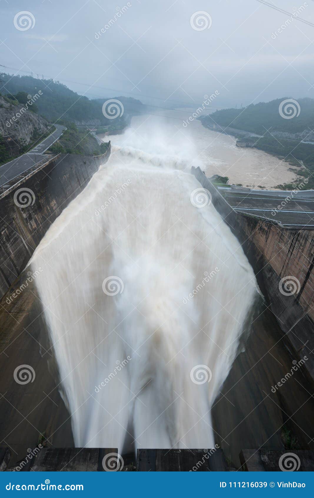 Smooth Draining Water from the Hydroelectric Dam at Dawn Stock Image ...