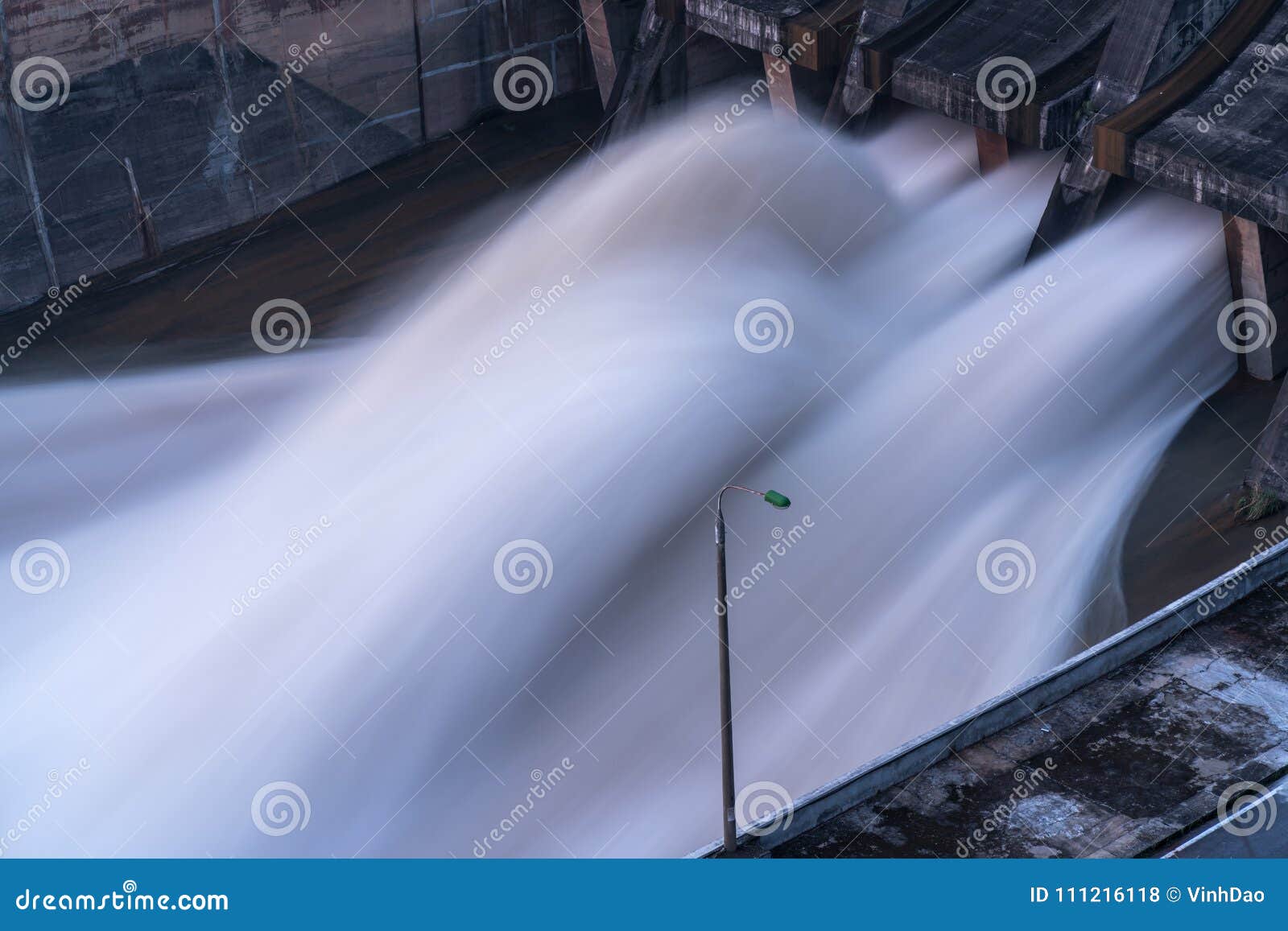 Smooth Draining Water from the Hydroelectric Dam at Dawn Stock Photo ...