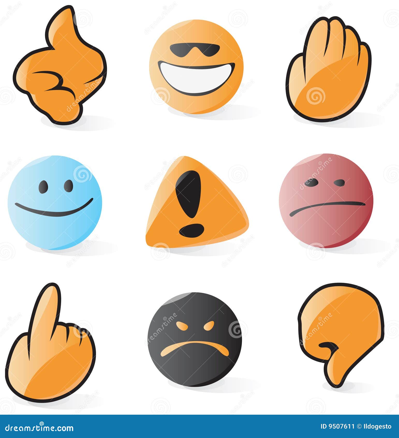 Smooth Emoticon and Cursor Icons Stock Vector - Illustration of decline ...