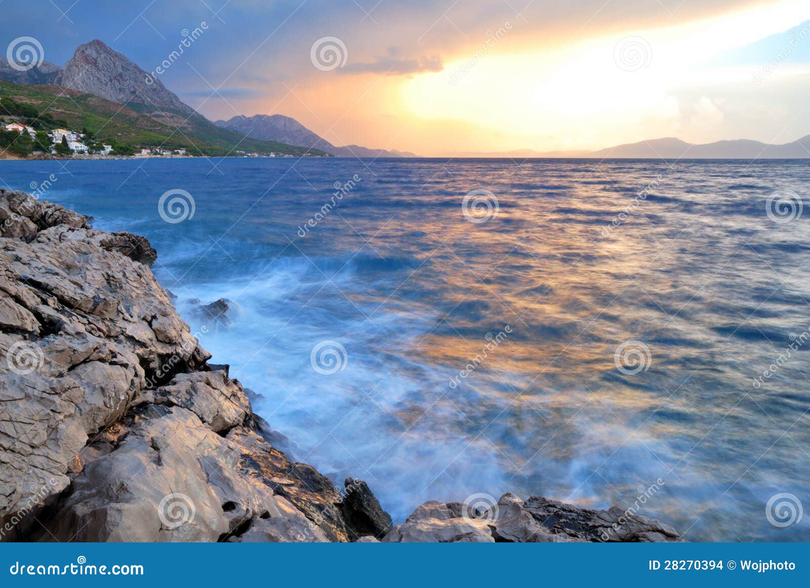 Smooth Evening Sea and Sky stock photo. Image of land - 28270394