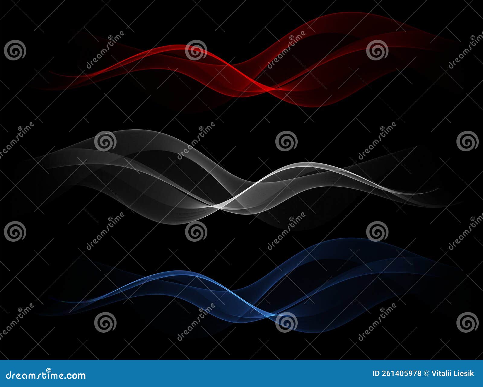 Smooth Flow Transparent Wave Smoky Wave Set. Set of Transparent ...