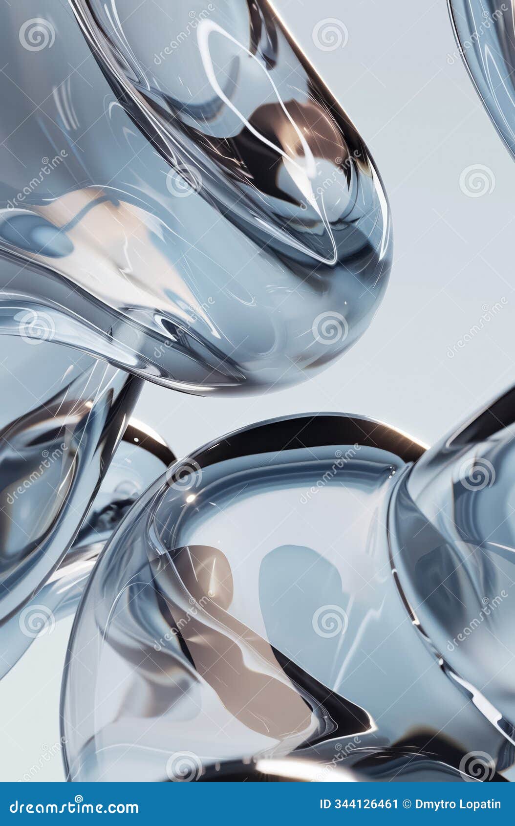Smooth Flowing Glass Shapes in Dynamic Composition, Transparency and ...