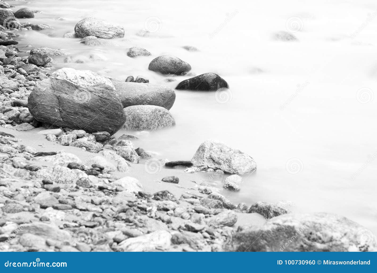 Smooth Flowing River with Stones on the Side Stock Photo - Image of ...