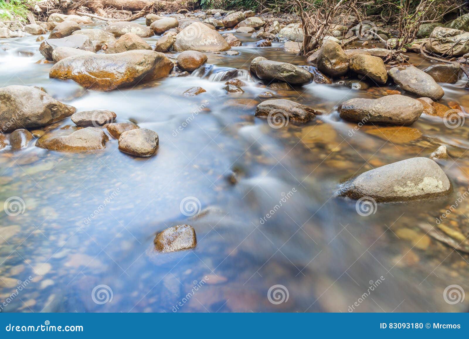 Smooth Flowing Water through Natural Rock Creek. Stock Photo - Image of ...