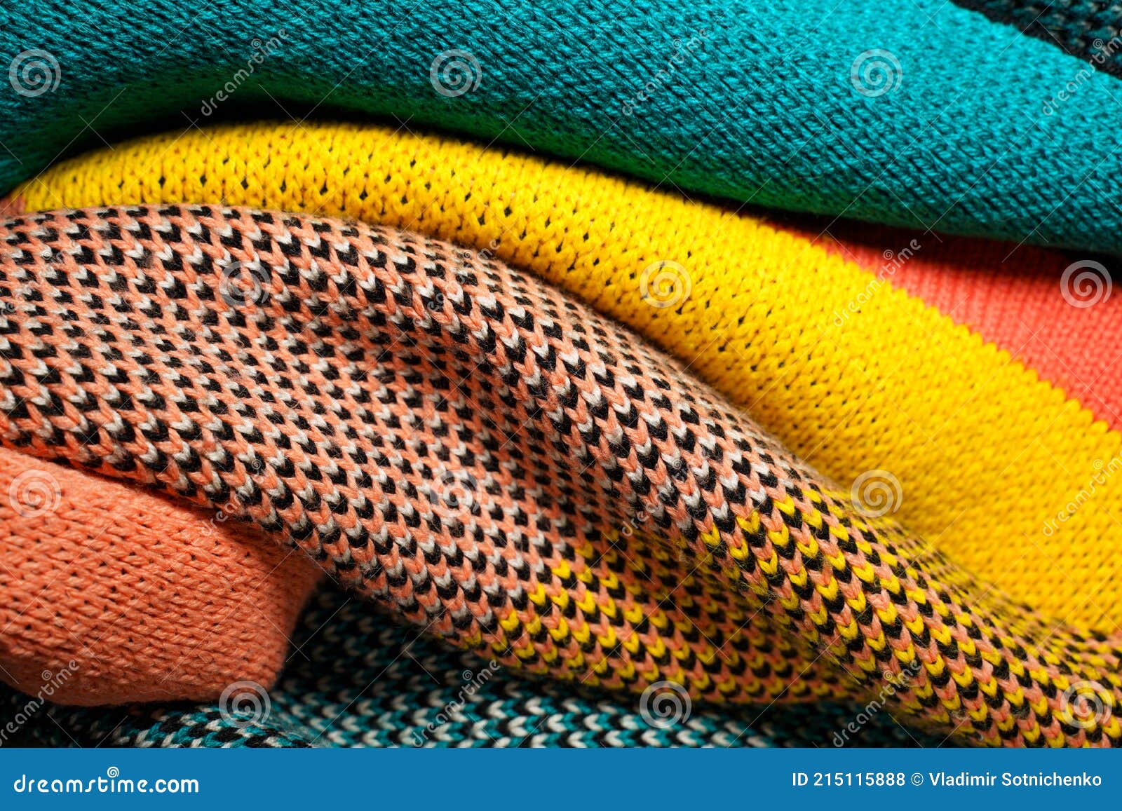 Smooth Folded Multi Colored Knitted Fabrics Stock Photo - Image of ...