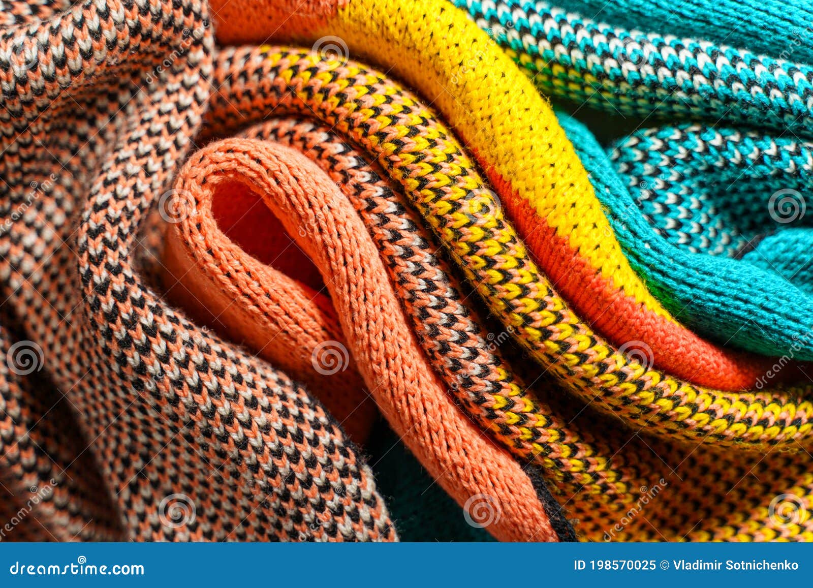 Smooth Folded Multi Colored Knitted Fabrics Stock Image - Image of ...