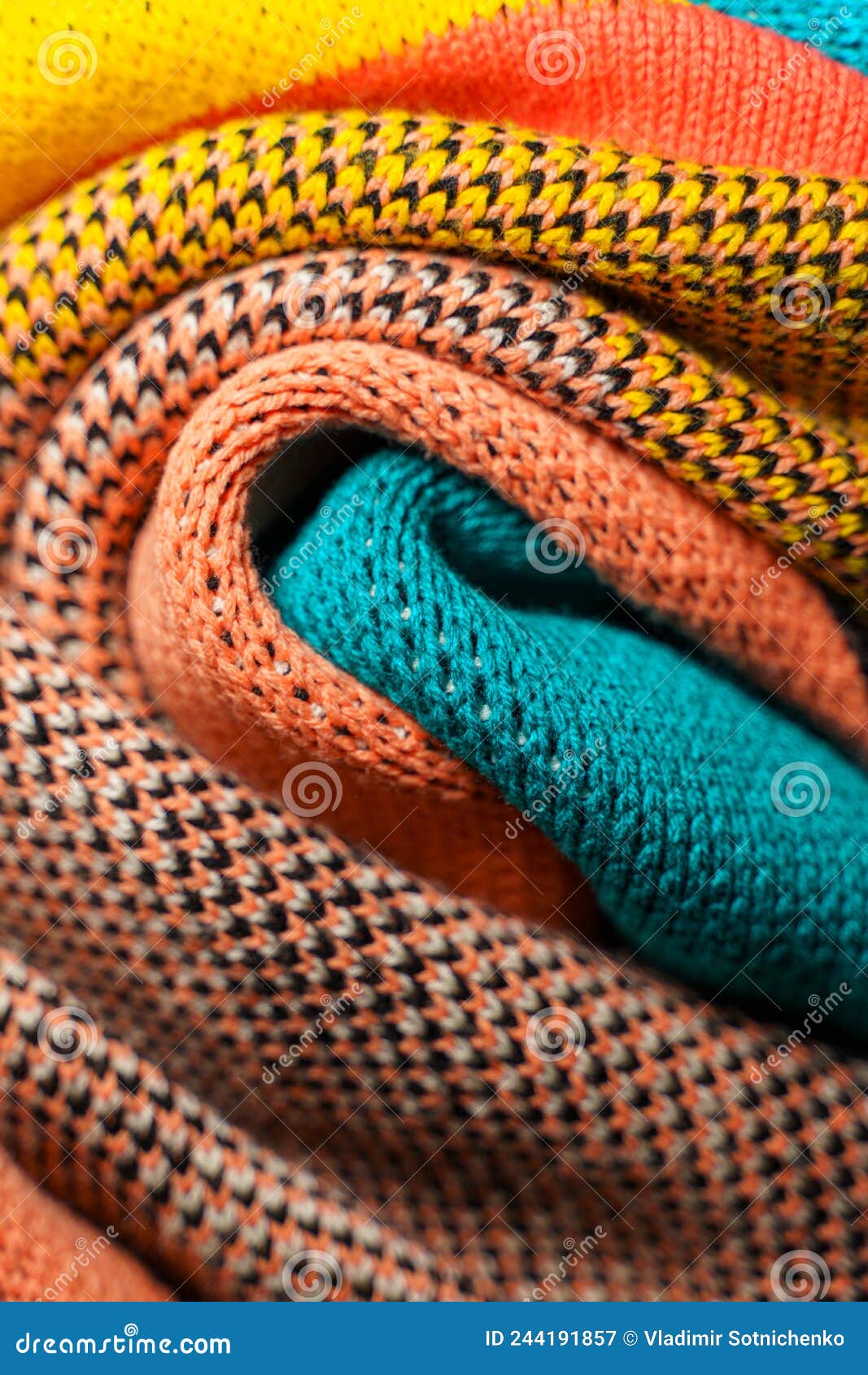 Smooth Folded Multi Colored Knitted Fabrics Stock Image - Image of ...