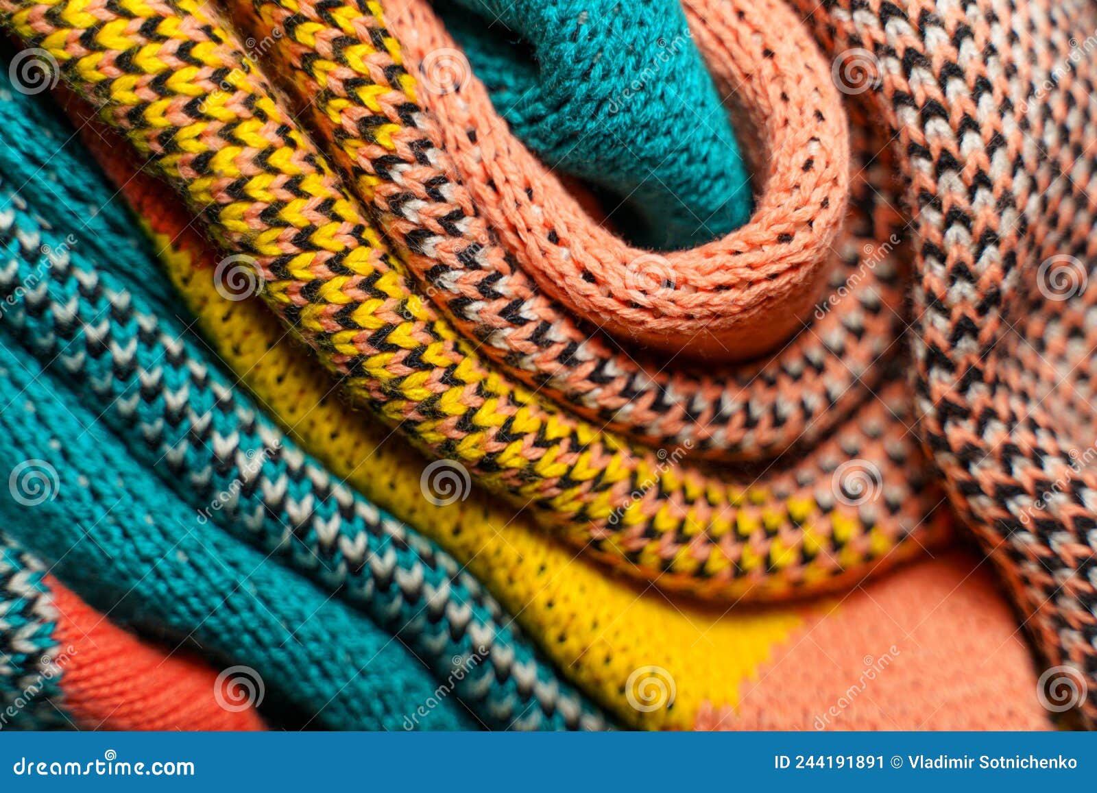 Smooth Folded Multi Colored Knitted Fabrics Stock Image - Image of ...