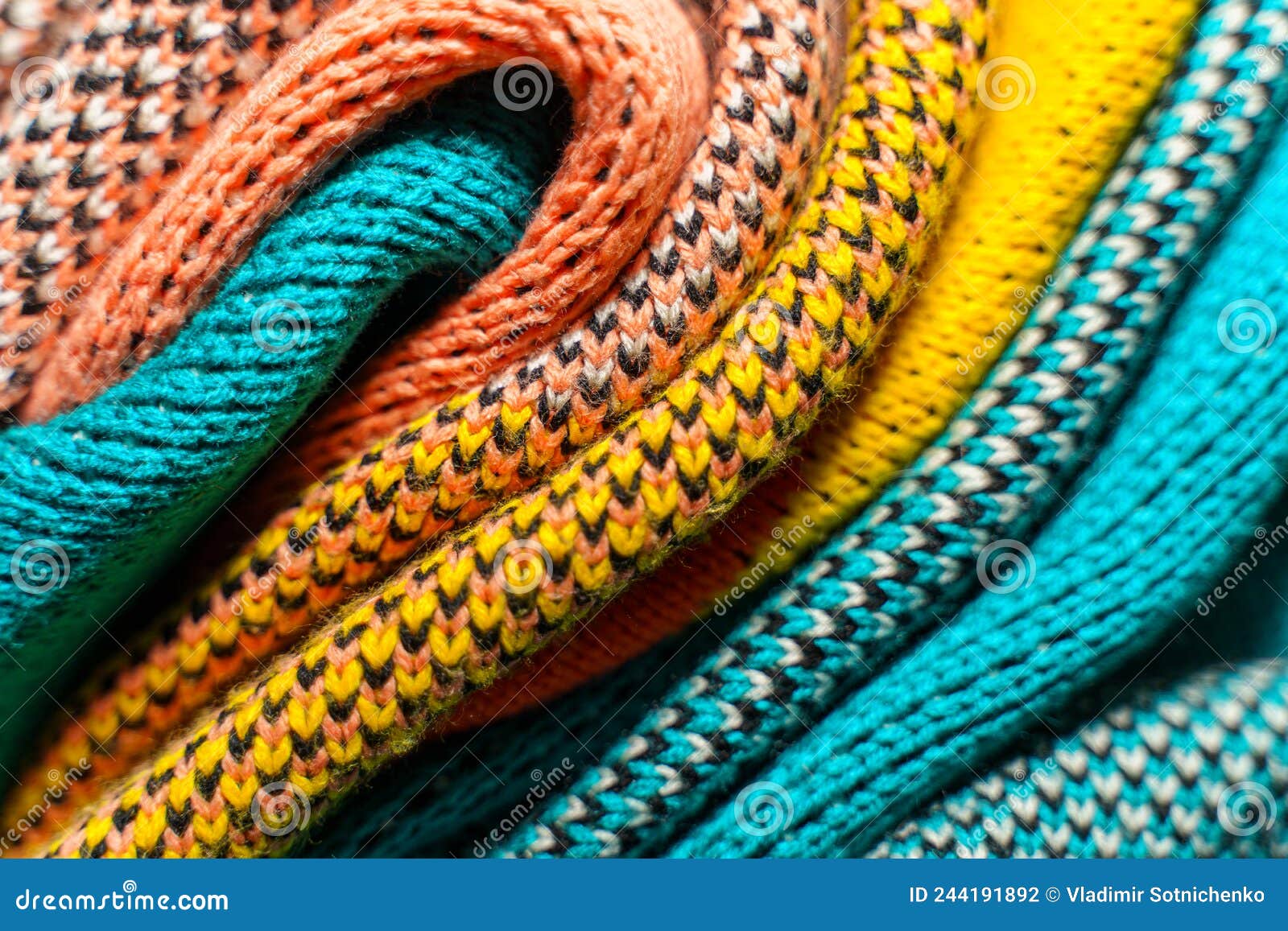 Smooth Folded Multi Colored Knitted Fabrics Stock Photo - Image of ...