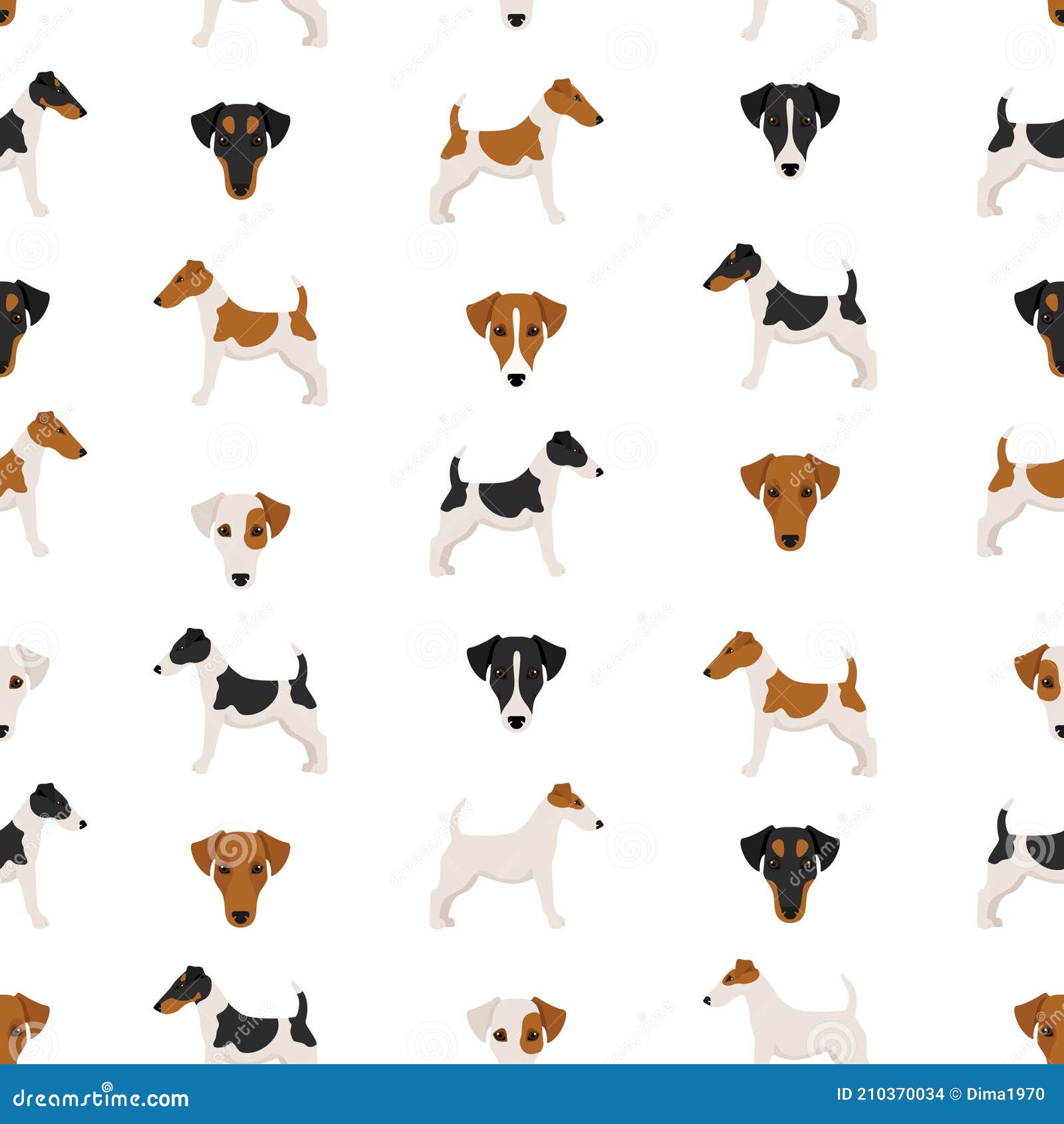 Smooth Fox Terrier Seamless Pattern. Different Poses, Puppy Stock ...