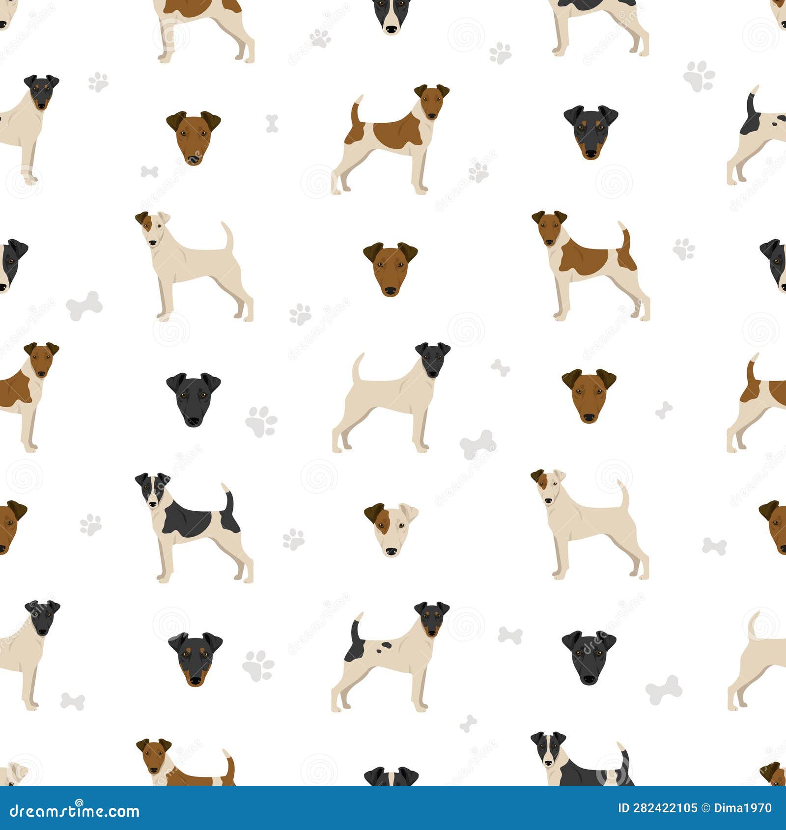 Smooth Fox Terrier Seamless Pattern. Different Poses, Puppy Stock ...