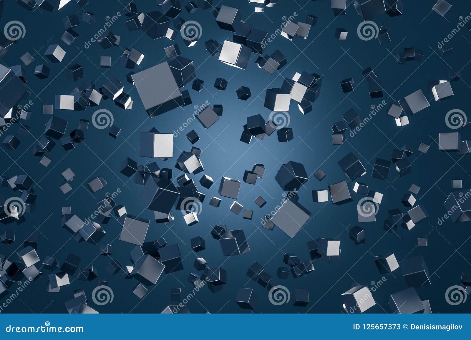 Art Cute Black Cubes Falling, Blue Background Stock Illustration ...