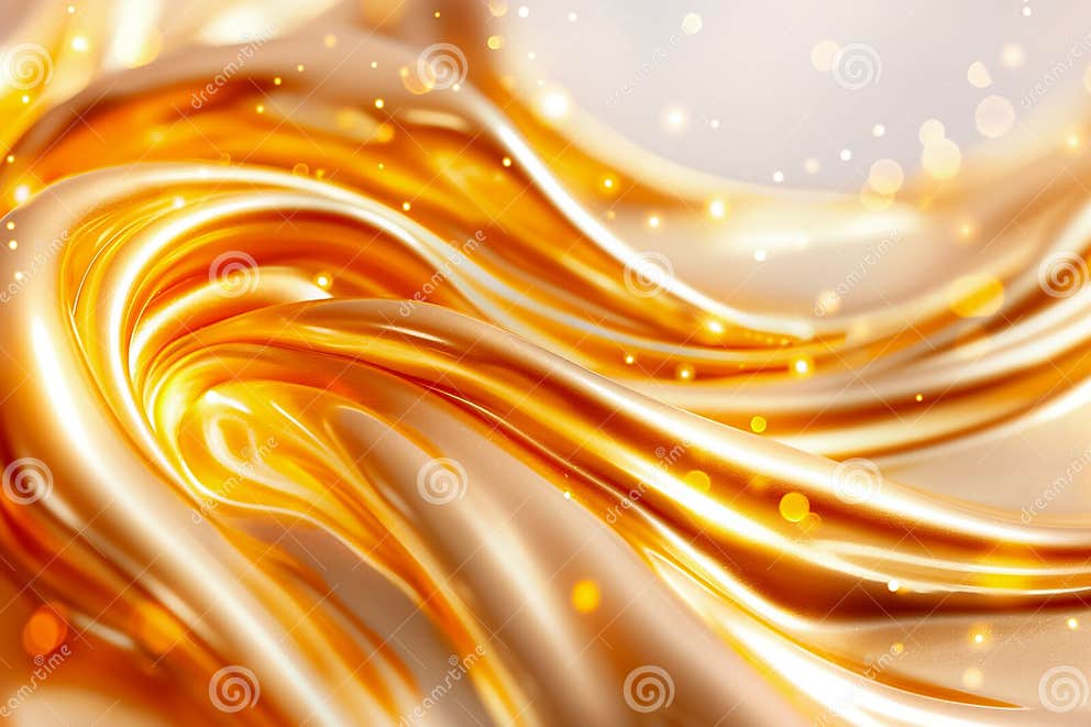 The Smooth Golden Waves Create a Captivating Flow, Enhanced by Soft ...