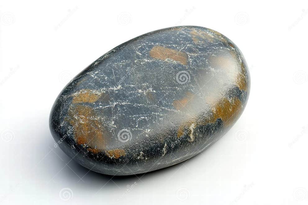 Smooth Grey Stone Rests Peacefully on White Background, Geology Study ...