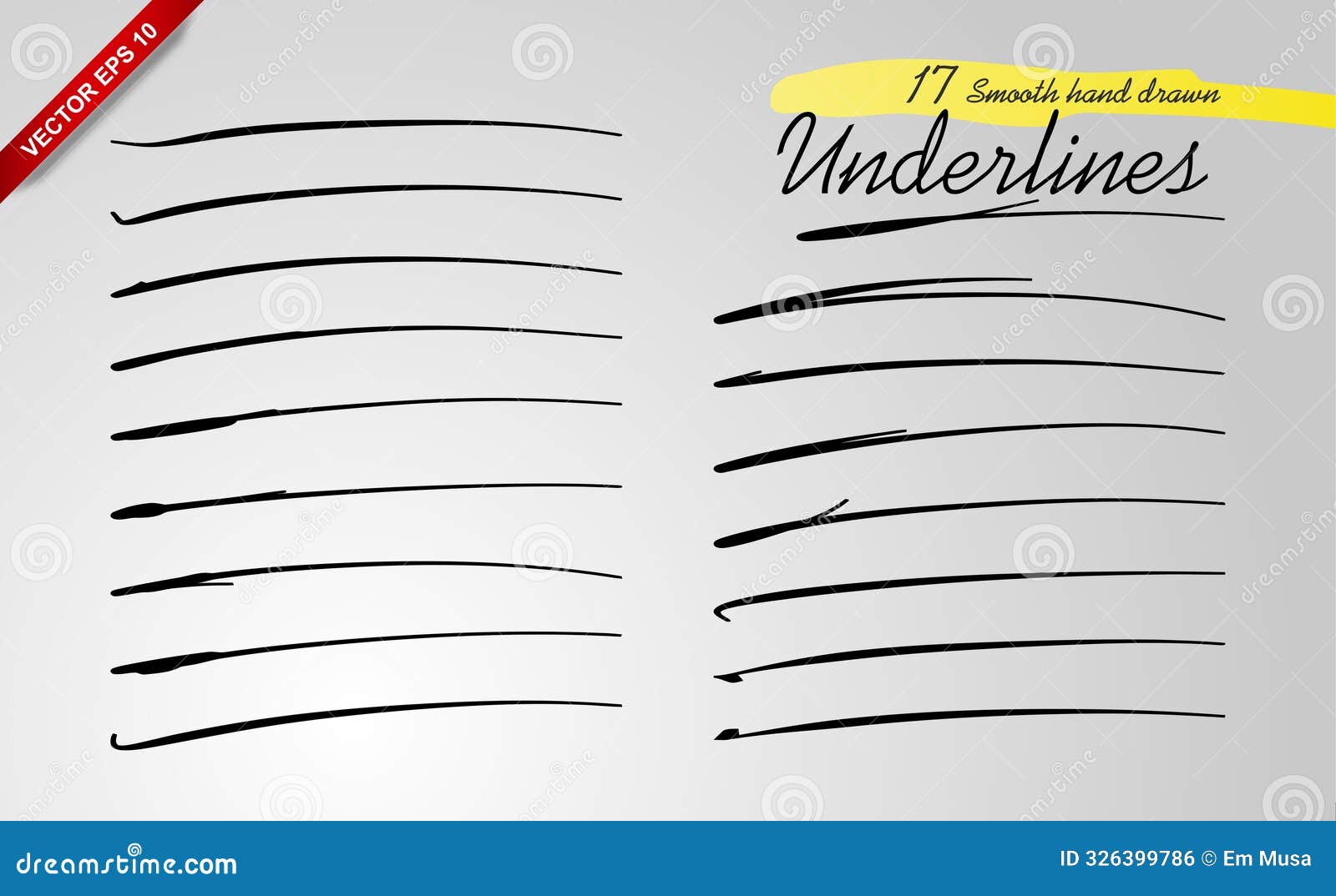 Hand-Drawn Underlines - Set of 17 Vector Elements Stock Illustration ...
