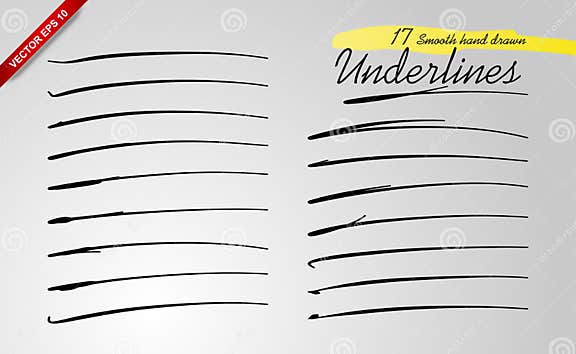 Hand-Drawn Underlines - Set of 17 Vector Elements Stock Illustration ...