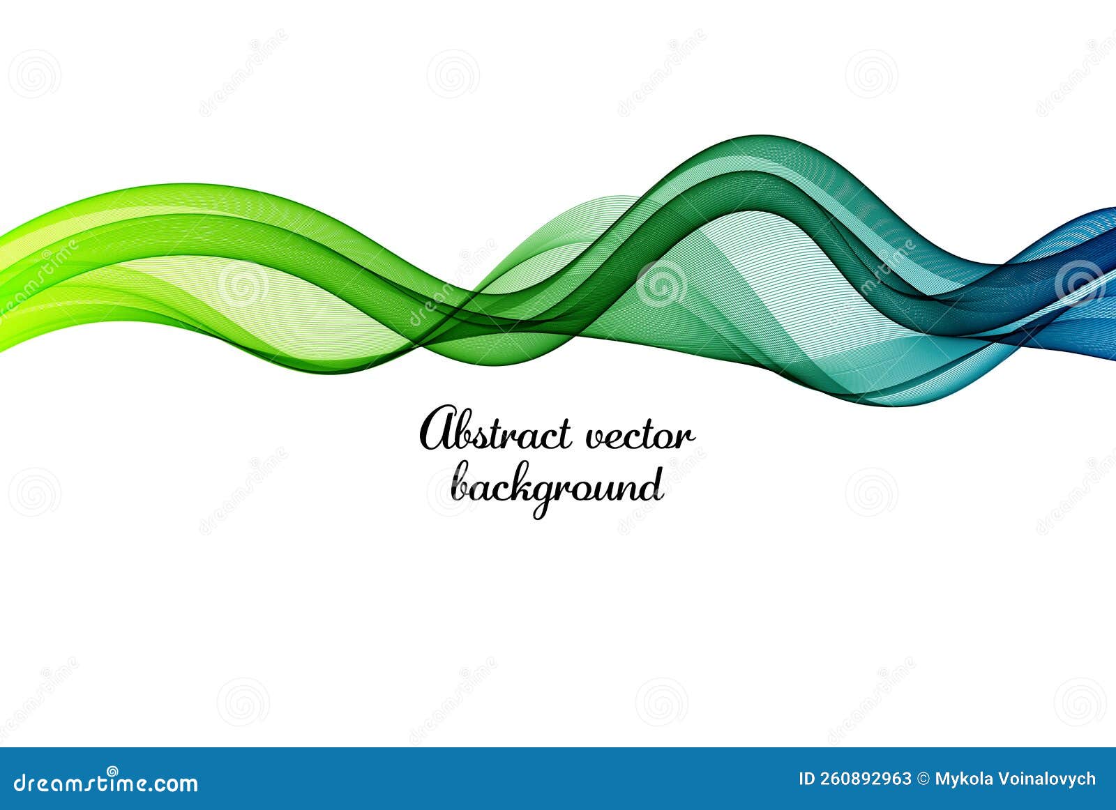 Blue-green Horizontal Smooth Wave on White Background, Design Element ...