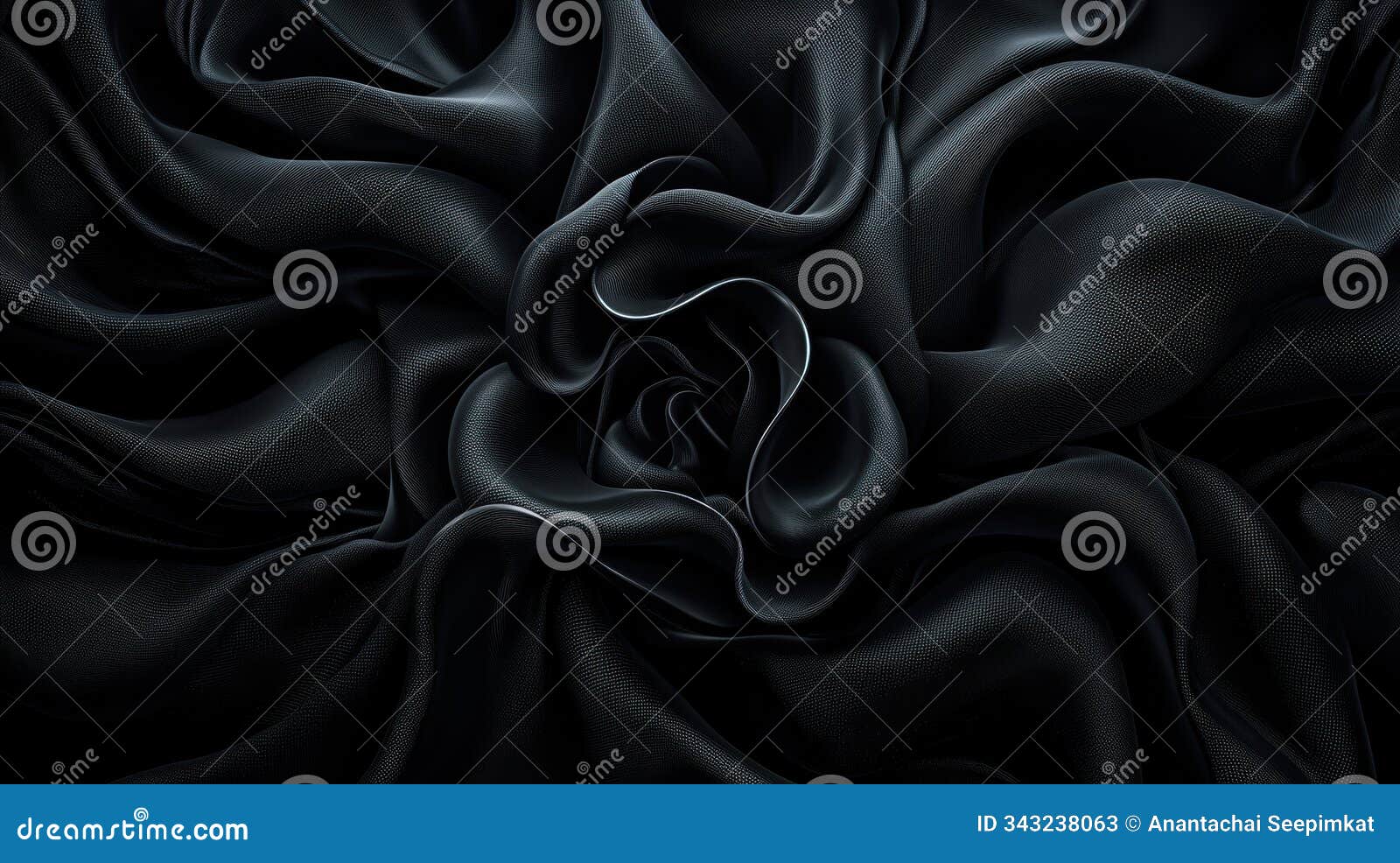 Smooth, Intricate Folds of Black Fabric Form a Rich, Textured Surface ...