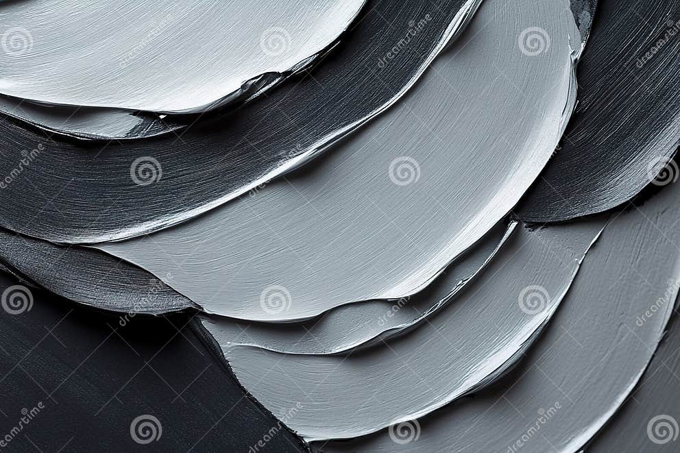 Smooth, Layered Strokes of Acrylic Paint in Metallic Silver, Graphite ...