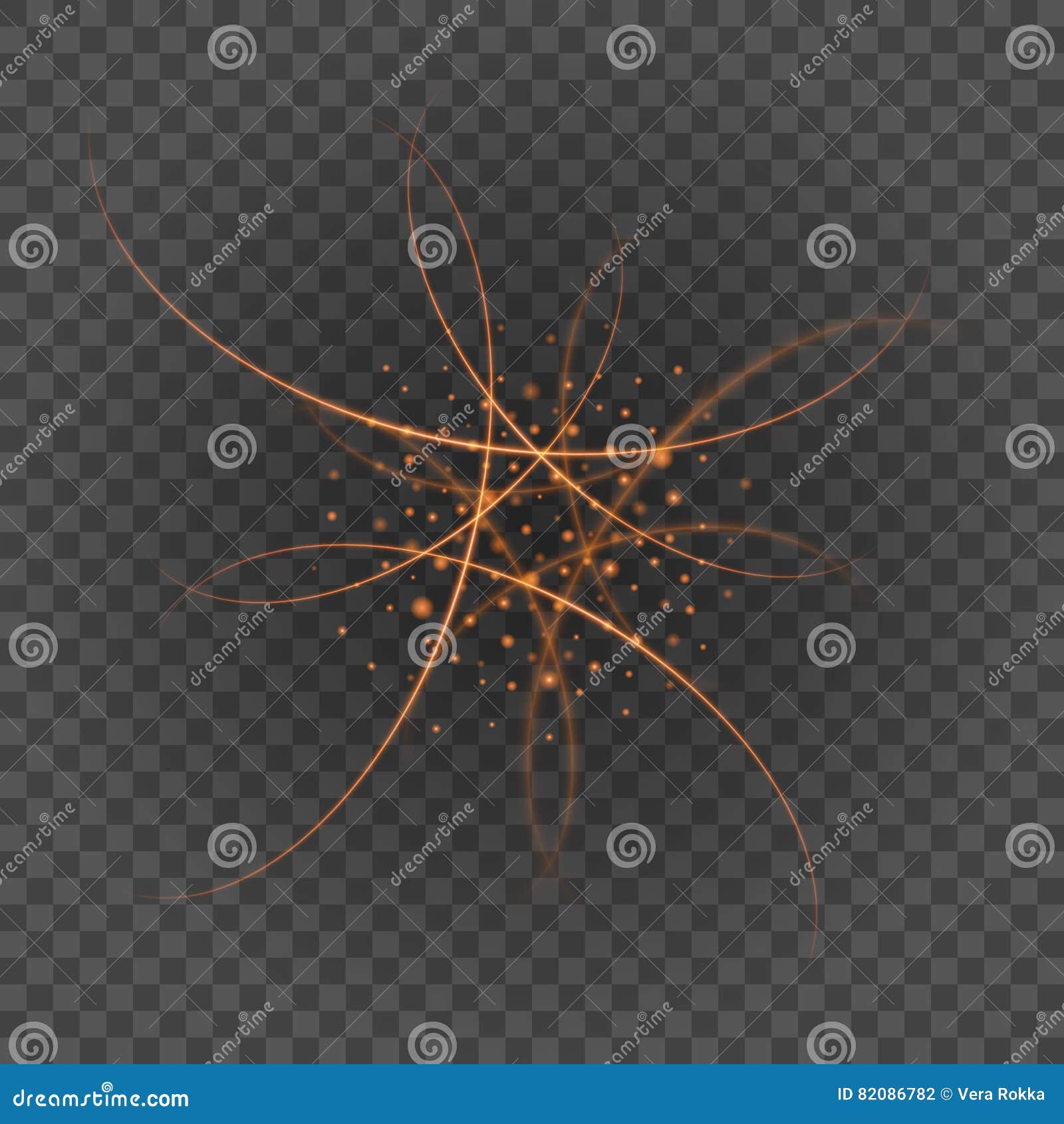 Smooth Light Orange Lines on Transparency Background Illustration ...