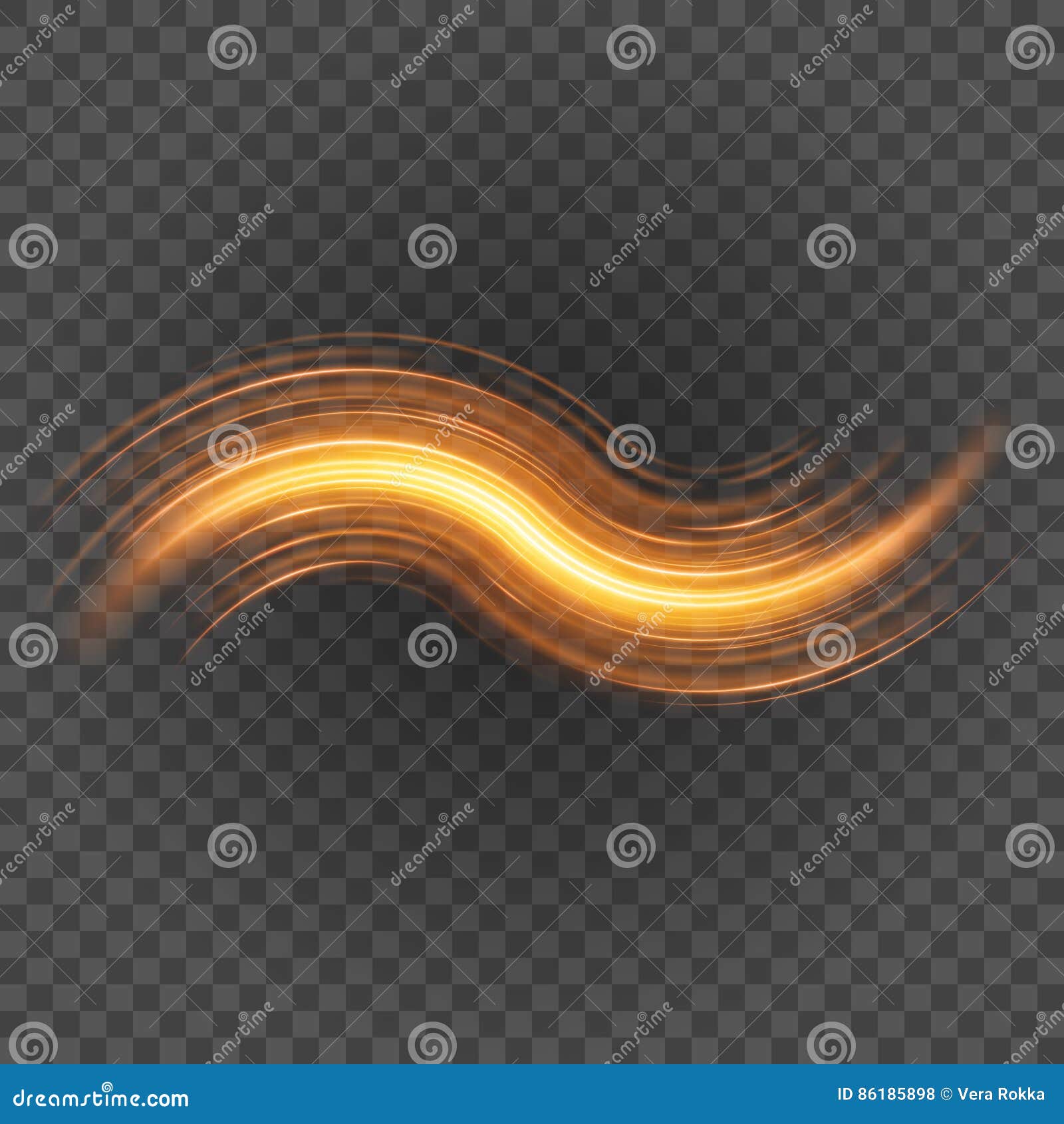 Smooth Light Orange Lines on Transparency Background Vector ...