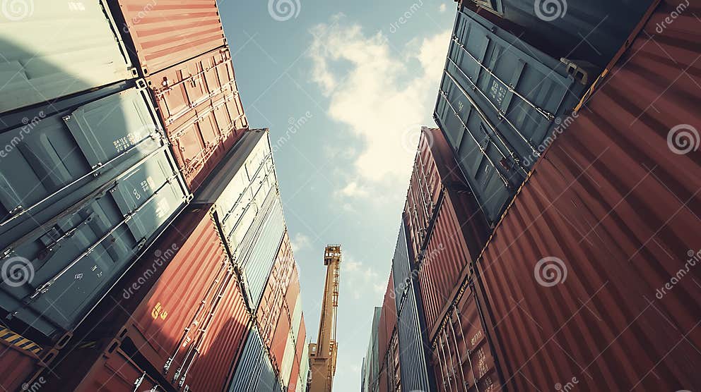 Smooth Logistics Operation: Container Box Loading in Progress Stock Image - Image of freight ...