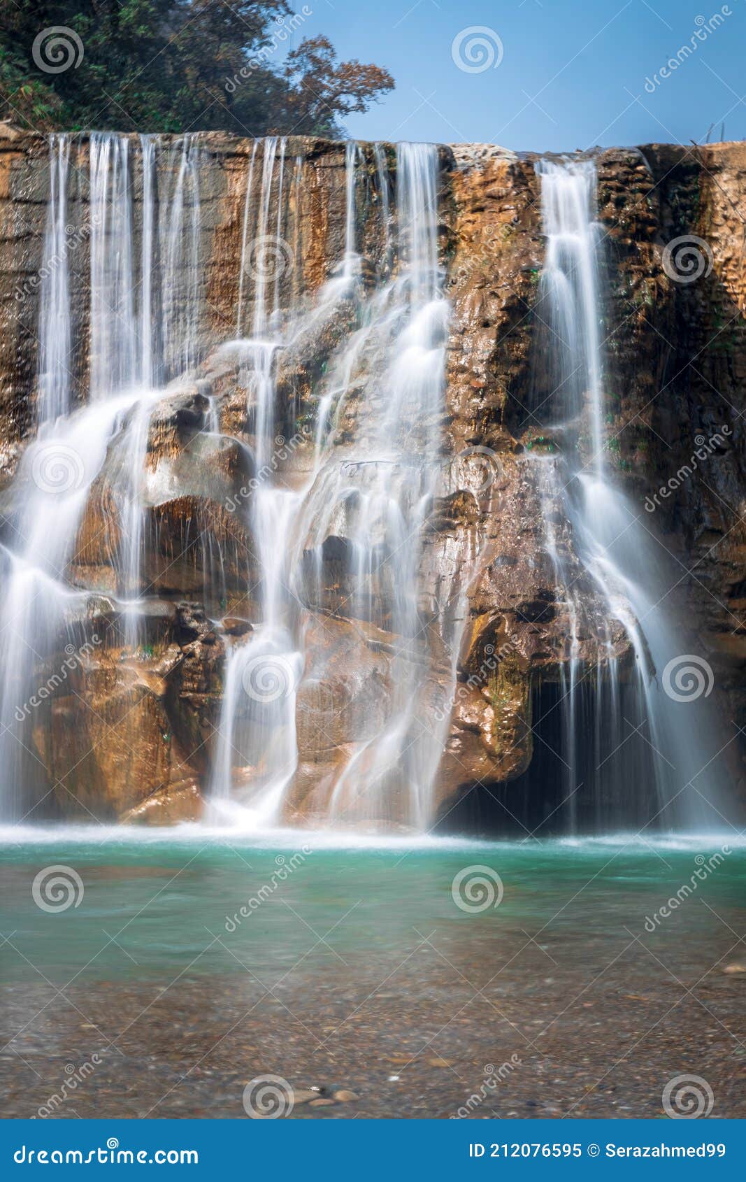 Smooth Long Exposure of Waterfall. Creamy Beautiful Waterfall Falling ...
