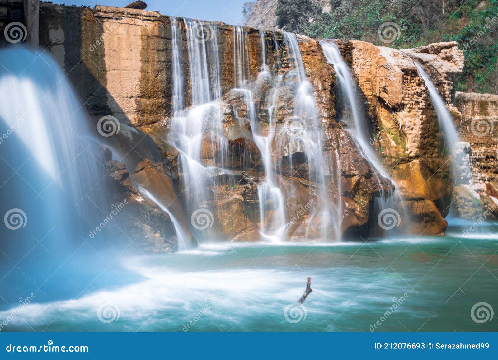 Smooth Long Exposure of Waterfall. Creamy Beautiful Waterfall Falling ...