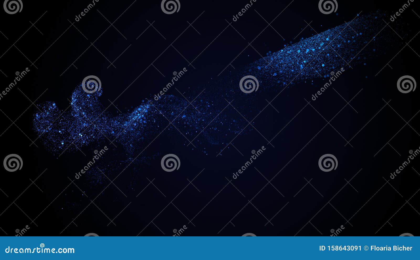 Smooth Luxury Techno Blue Stream Slowly Flow on Black Background. Copy ...