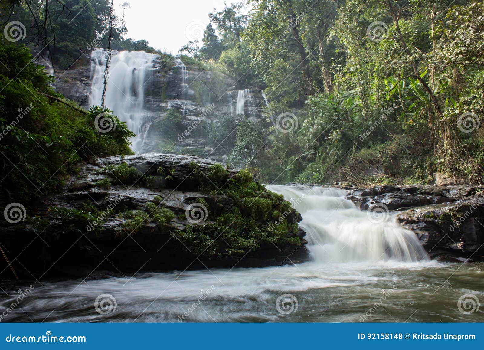 Smooth motion of waterfall stock photo. Image of paradise - 92158148