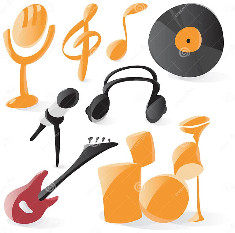 Smooth music icons stock vector. Illustration of guitar - 10208253