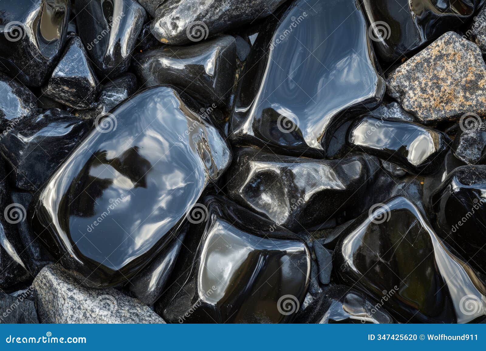 Smooth Obsidian Stone Texture, Jet Black with Sharp Reflections and ...