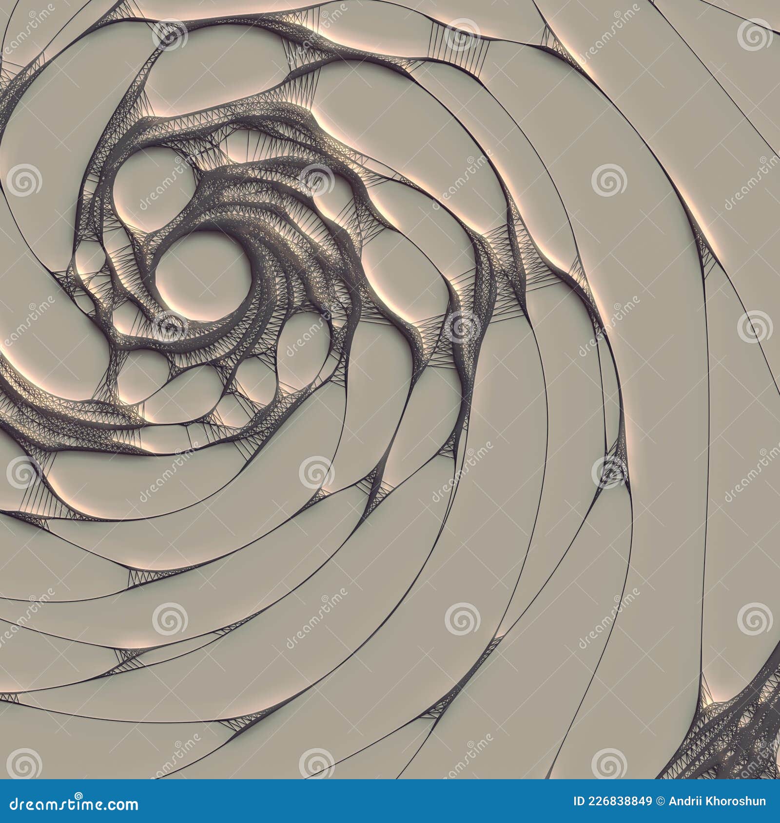 Smooth Organic Spiral Pattern. Abstract 3d Rendering Digital ...