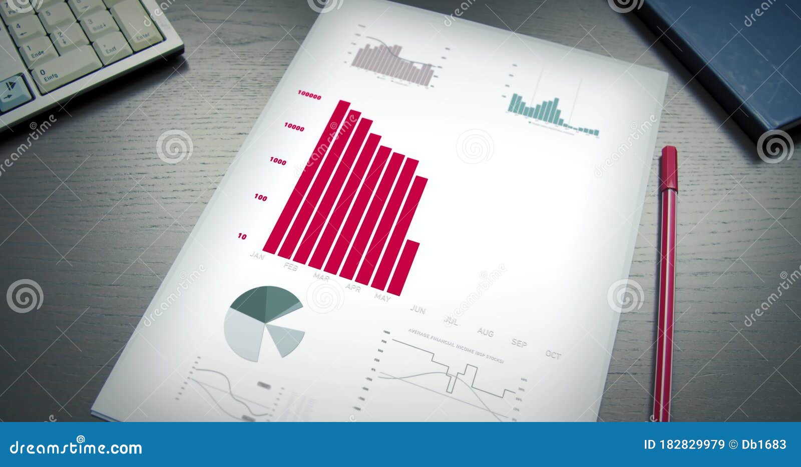 Smooth Pan Over Negative Decrease Graph Develops on a Piece of Paper on ...