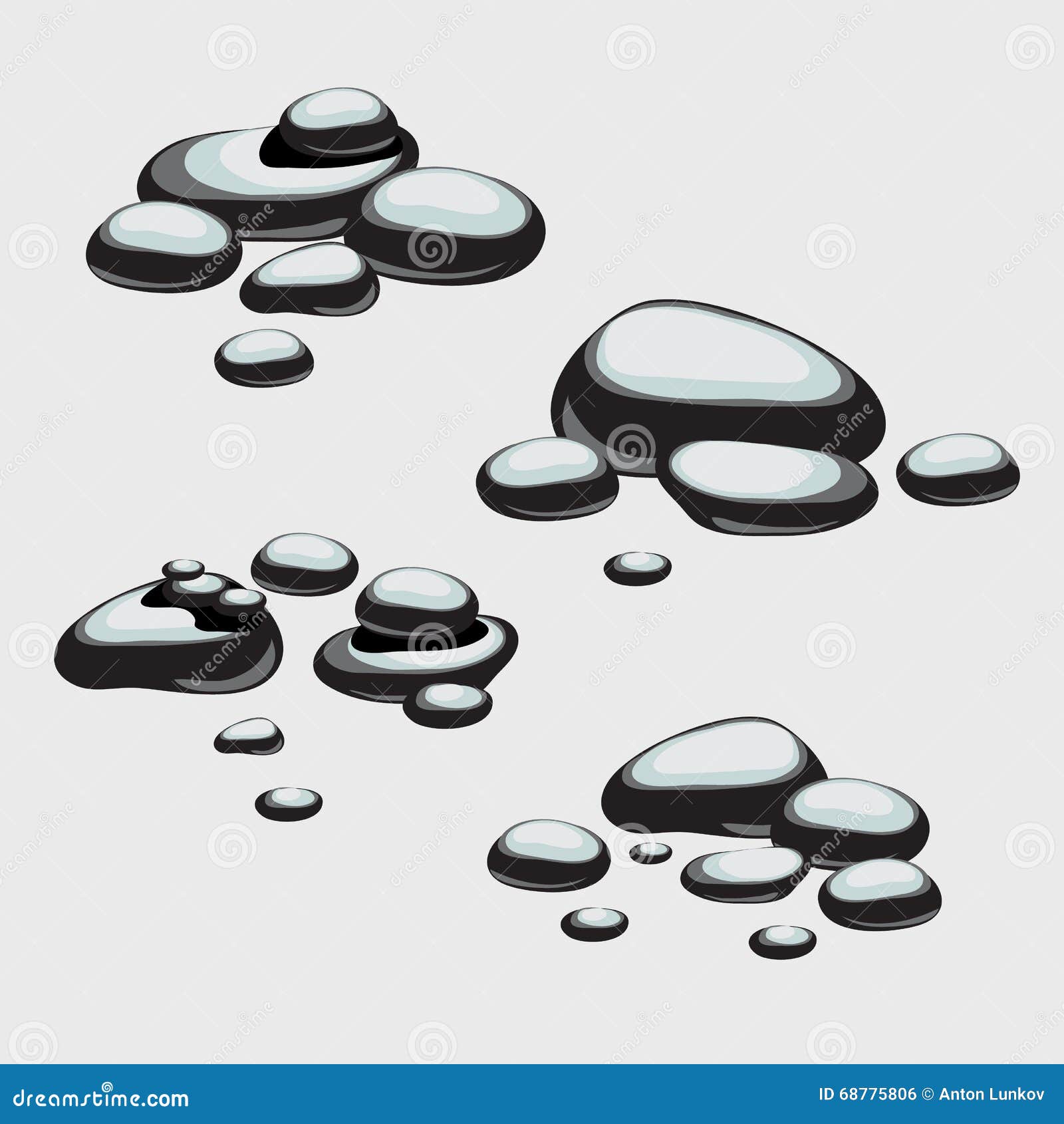 Smooth Pebble Stones of Different Sizes Stock Vector - Illustration of ...