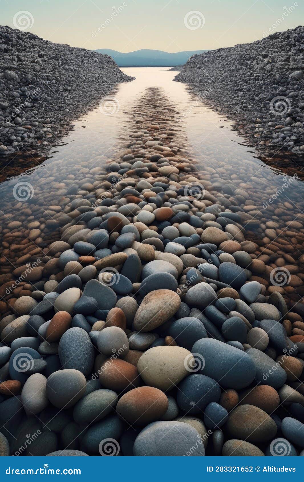 Smooth Pebble Stones by a Riverbed Stock Illustration - Illustration of ...