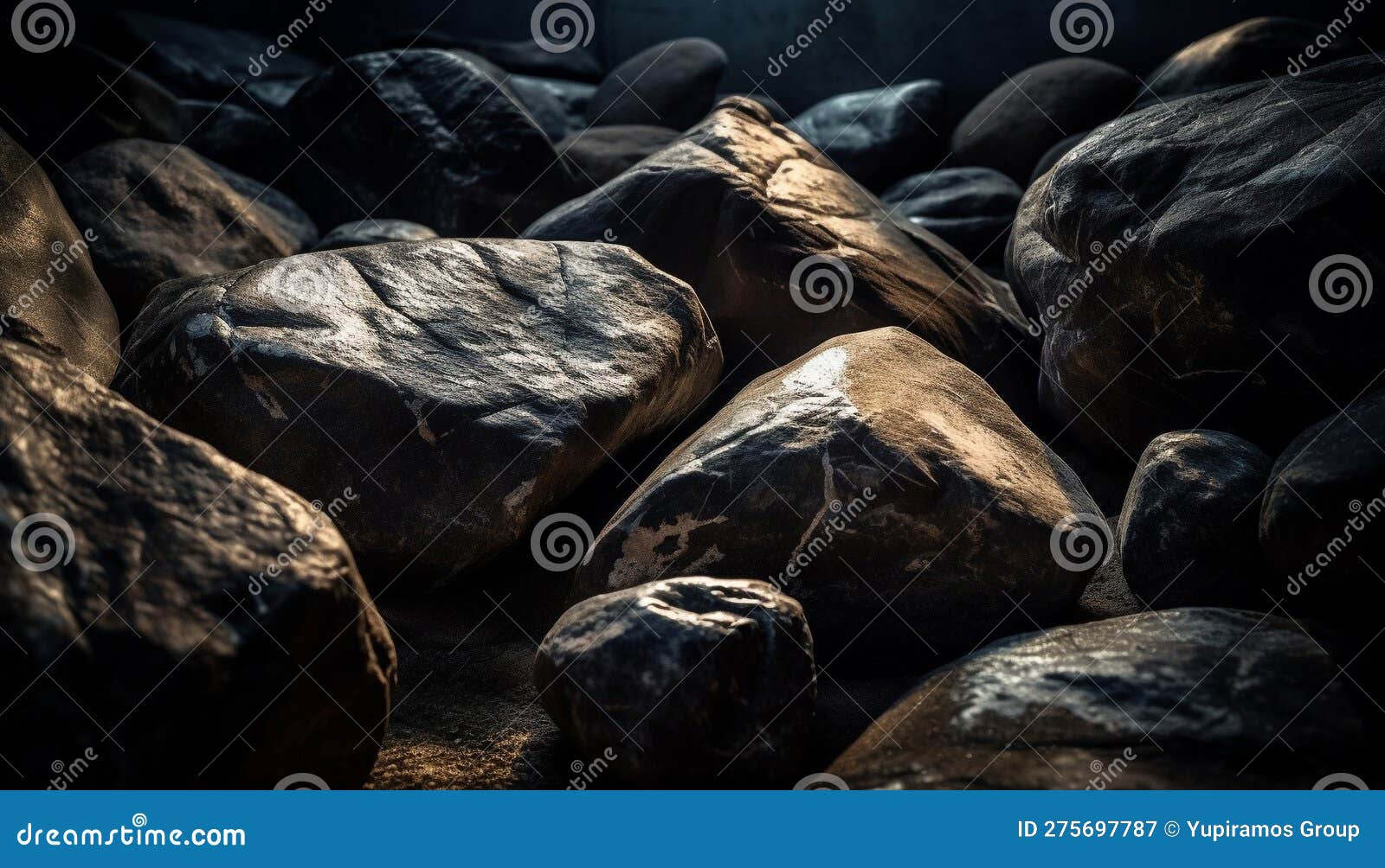 Smooth Pebbles Stack on Wet Sand, Coastline Beauty Generated by AI ...
