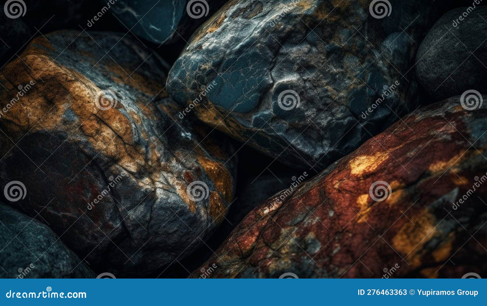 Smooth Pebbles Stack in Wet, Shiny Pattern Generated by AI Stock ...