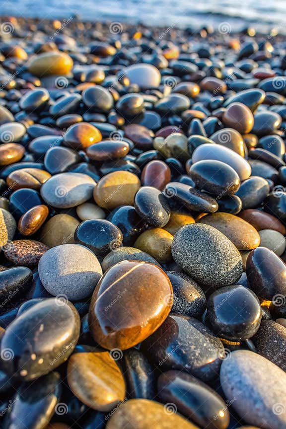 Smooth Pebbles Texture Background Close-Up Stock Illustration ...