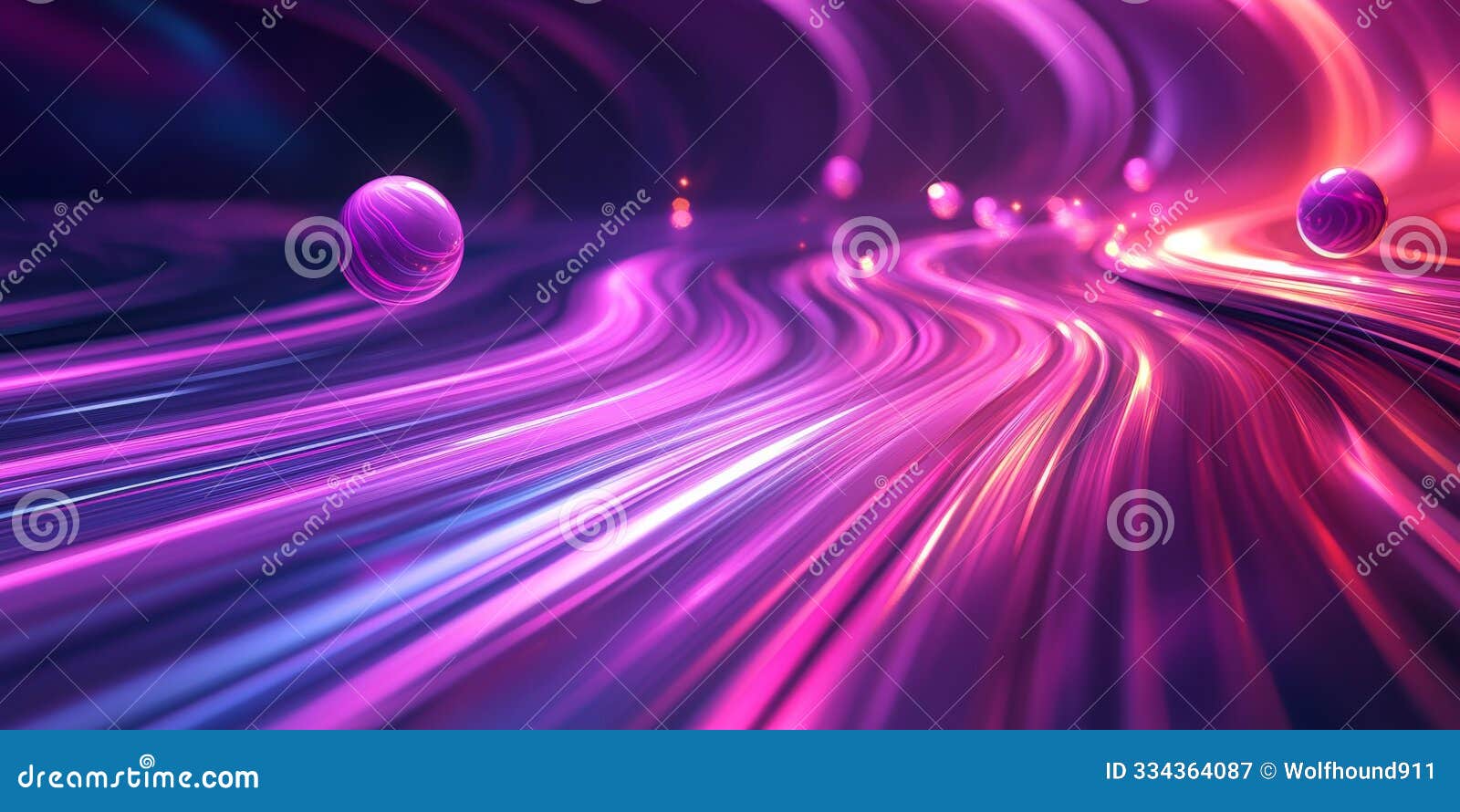 Smooth Pink and Purple Light Trails Flowing Over a Reflective Surface ...