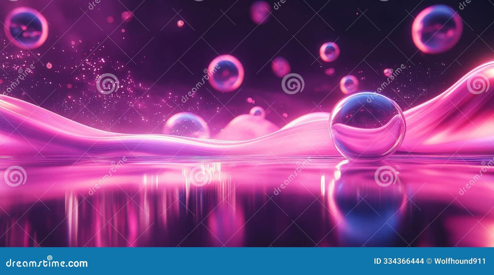 Smooth Pink and Purple Light Trails Flowing Over a Reflective Surface ...