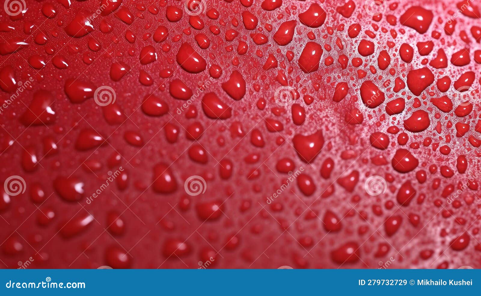 A Smooth Red Surface is Evenly Dotted with Water Droplets Stock ...