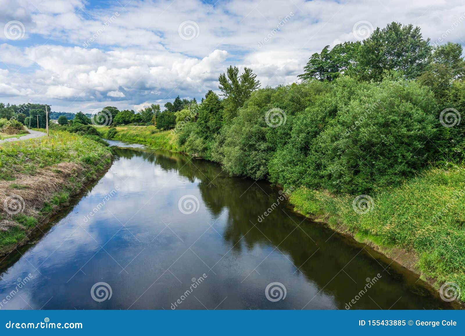 Smooth River and Clouds 4 stock image. Image of trees - 155433885